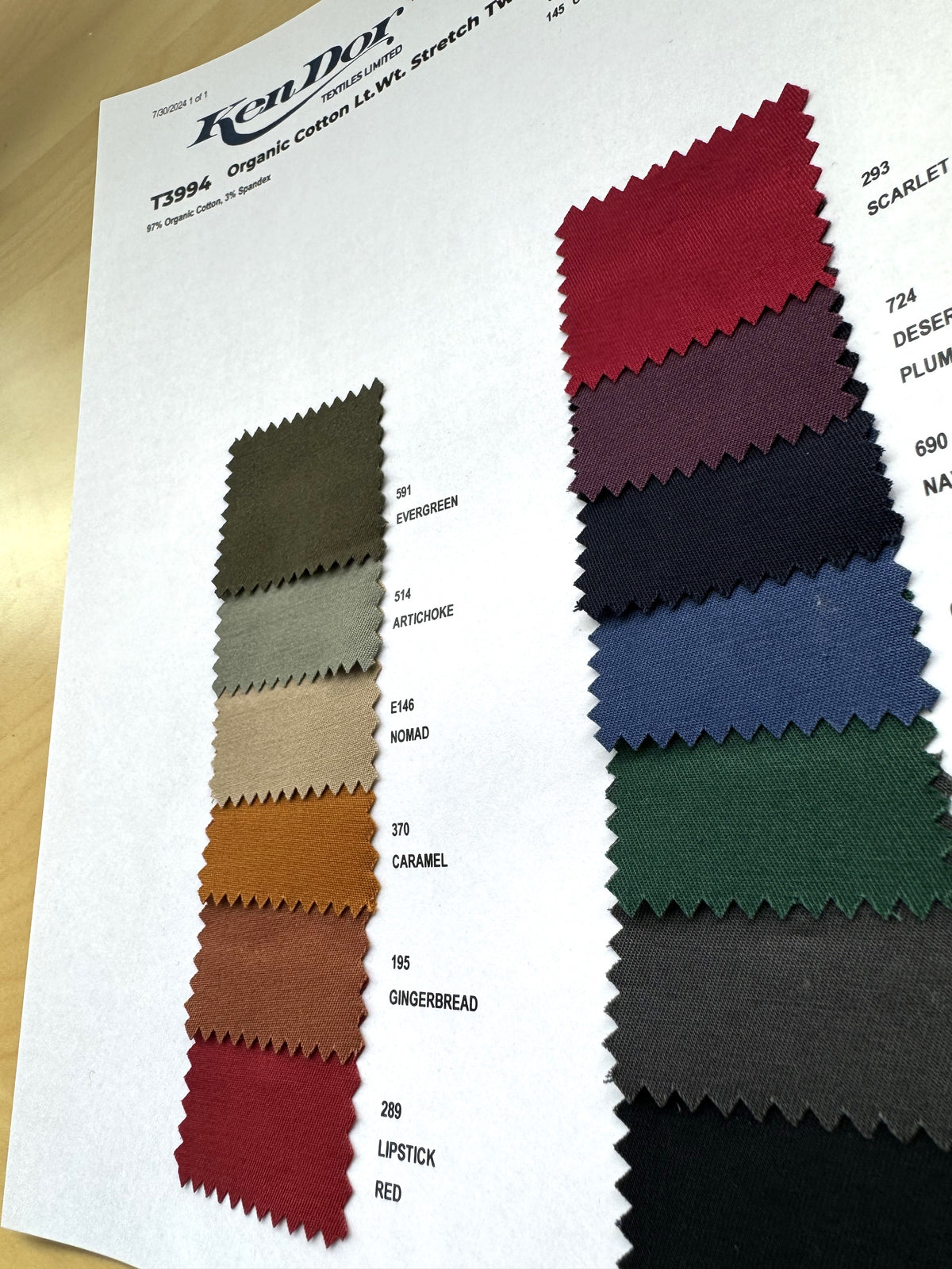 T3994 - Organic Cotton Lt.Wt. Stretch Twill | KenDor Textiles