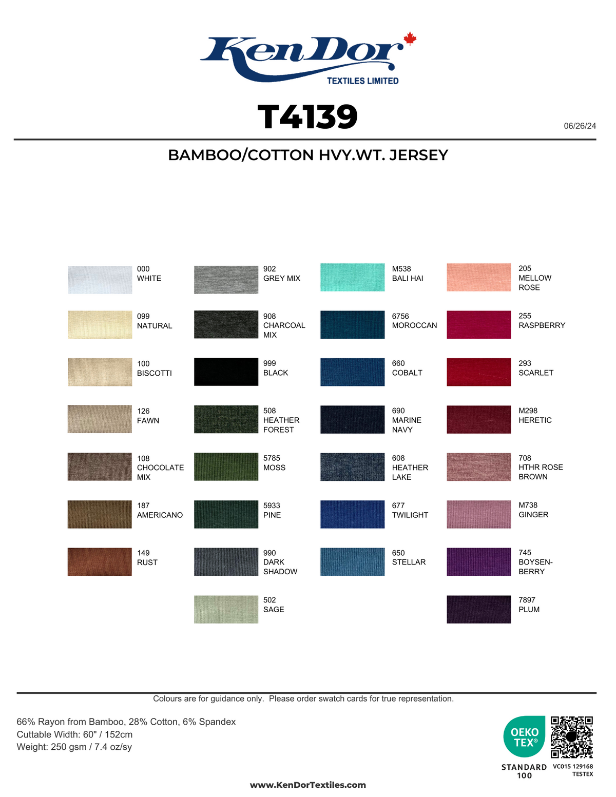 T4139 - Bamboo/Cotton Hvy.Wt. Jersey | KenDor Textiles