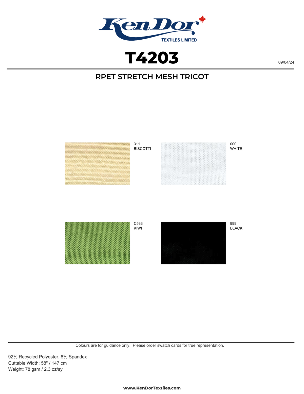 T4203 - rPet Stretch Mesh Tricot | KenDor Textiles